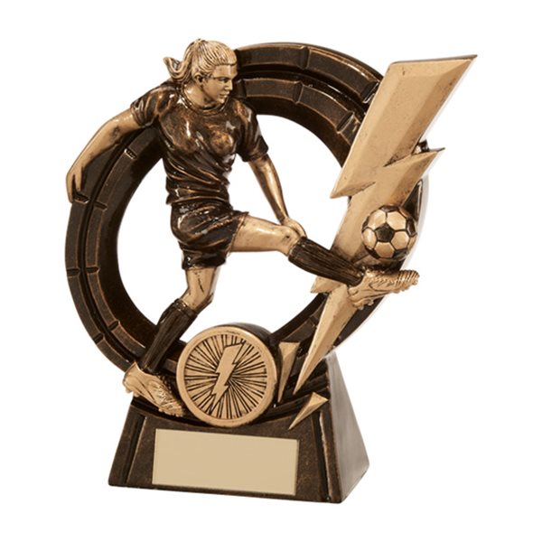 Thunderbolt Striker Female Football Trophy | Jaycee Trophies